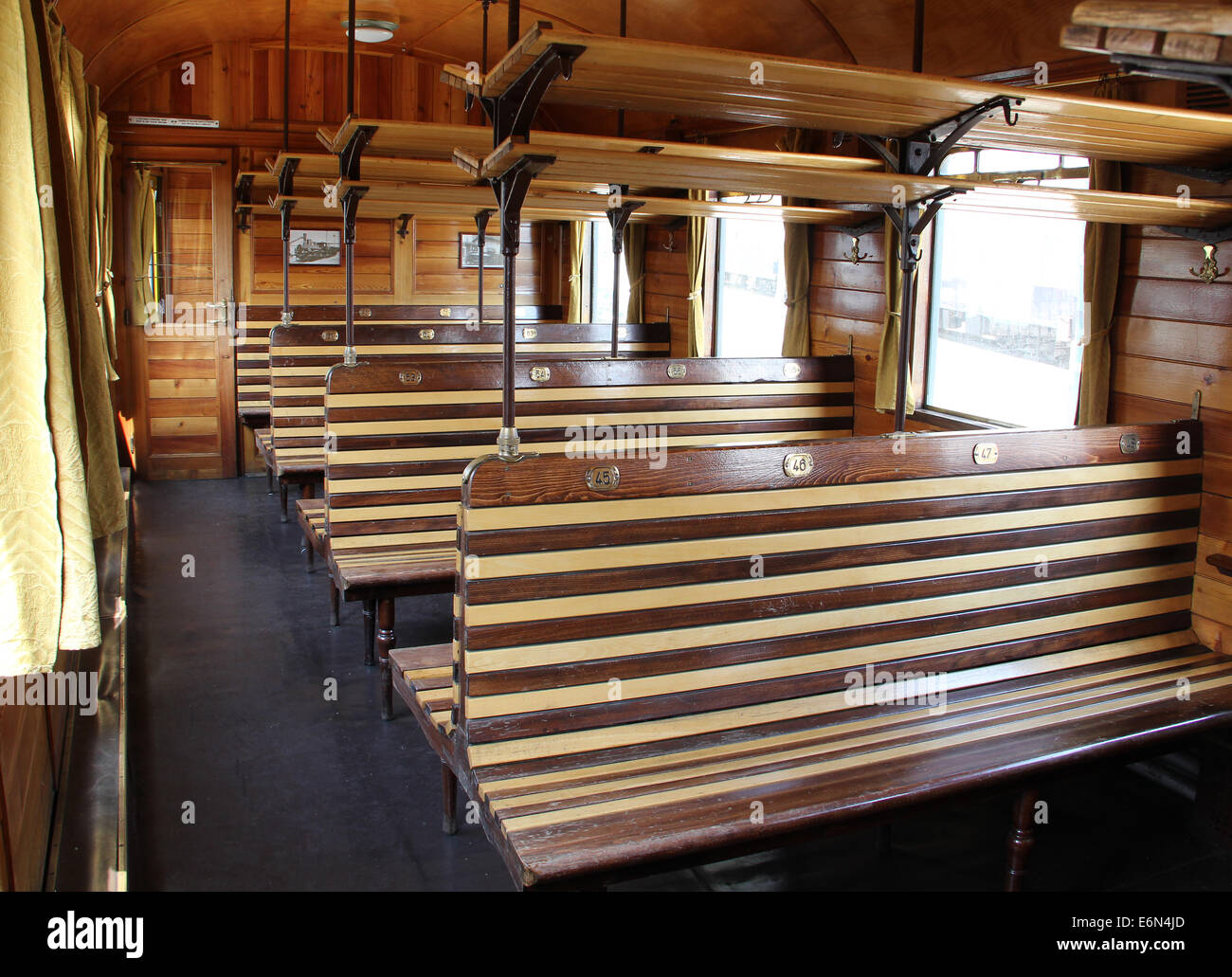 Old wooden train seat hi-res stock photography and images - Alamy