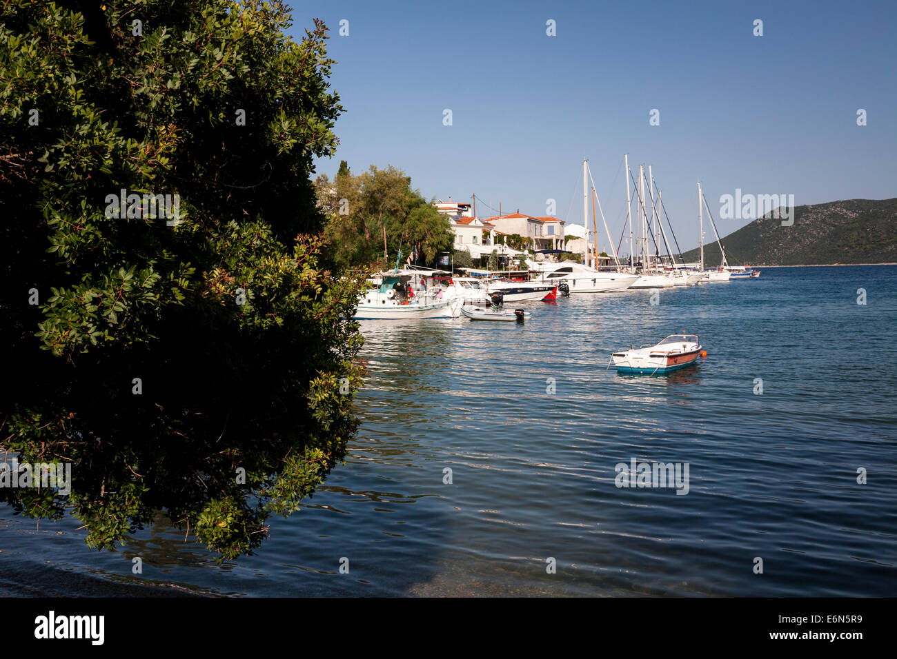 The harbor village of Steni Vala in Alonnisos, Greece on August 2014 ...