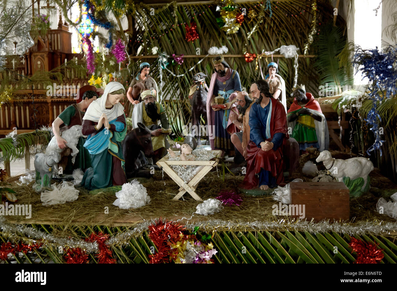 Nativity scene inside catholic church hi-res stock photography and ...