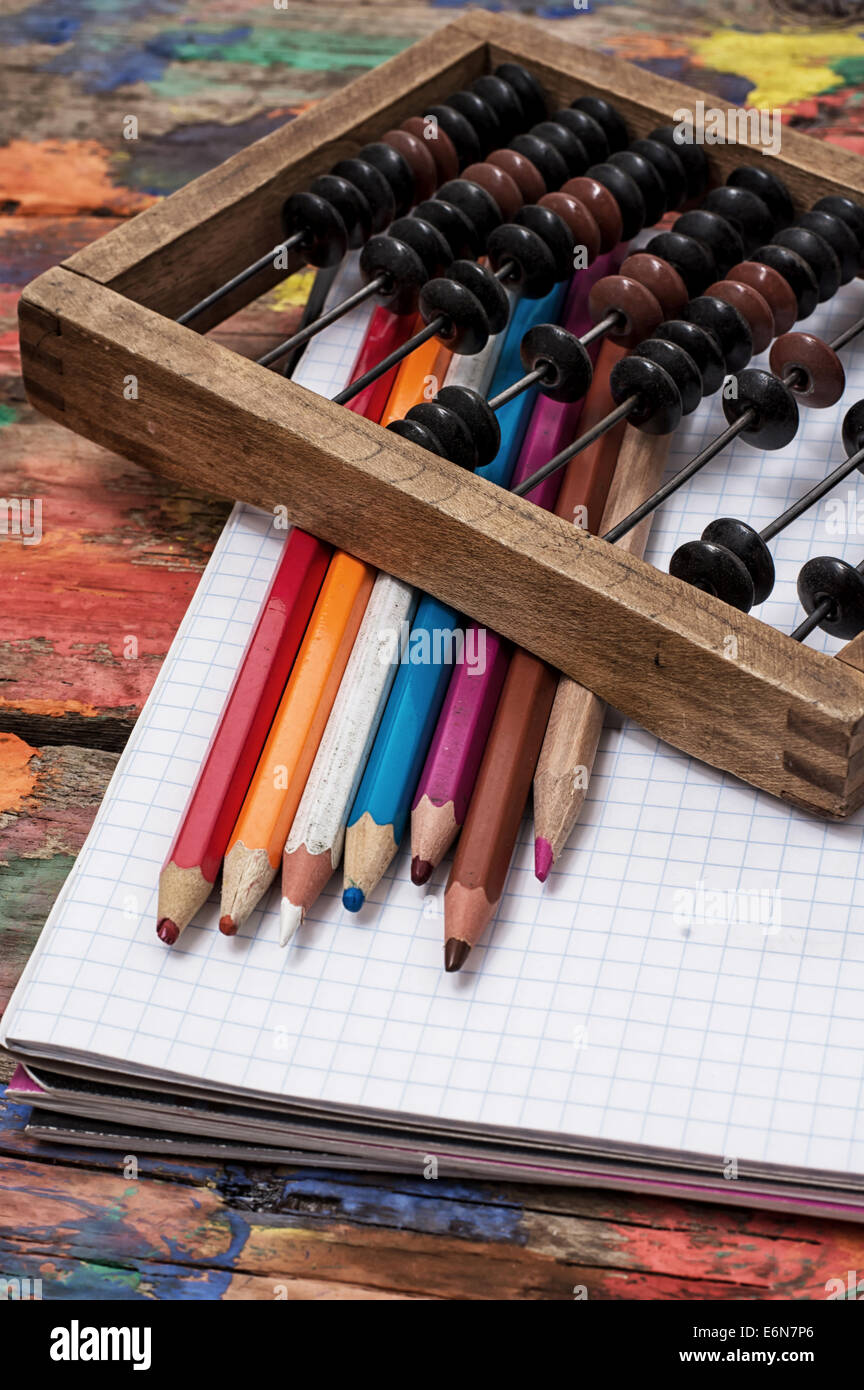 composition with the notebook,pencil,bow schoolgirl first year pupil ...