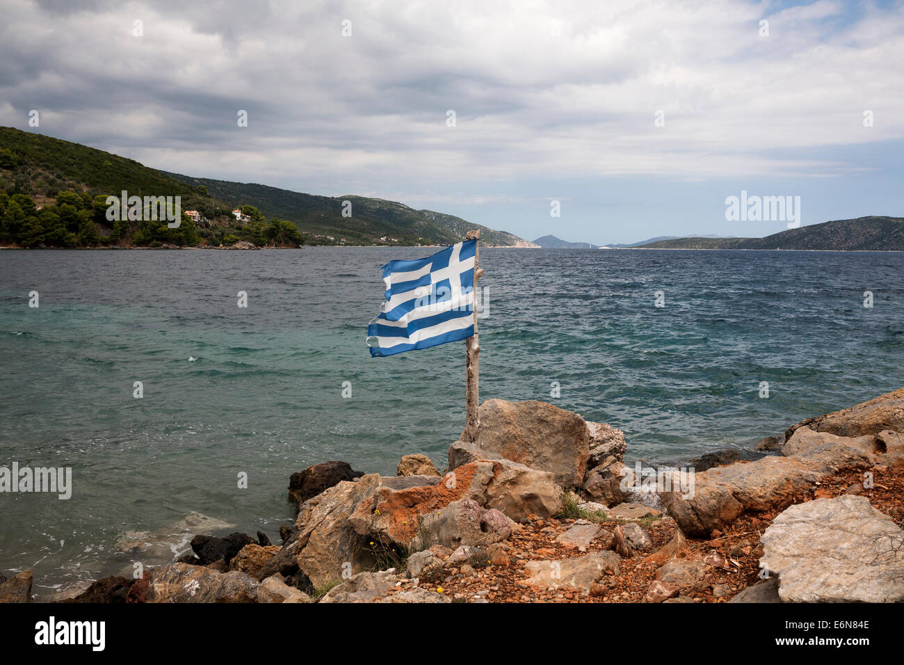 Greek flag on beach beach hi-res stock photography and images - Alamy