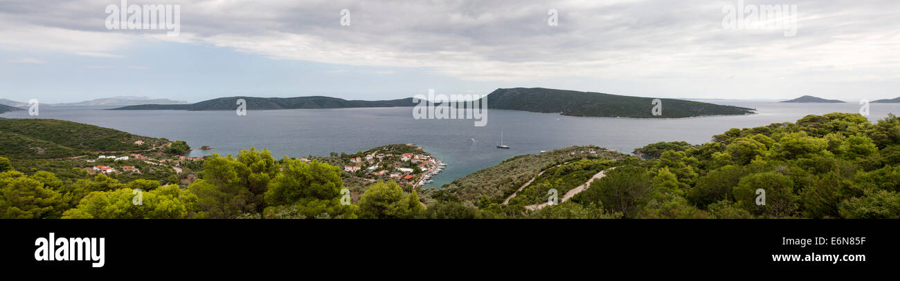 A panoramic view of Steni Vala village in Alonnisos, Greece on August ...