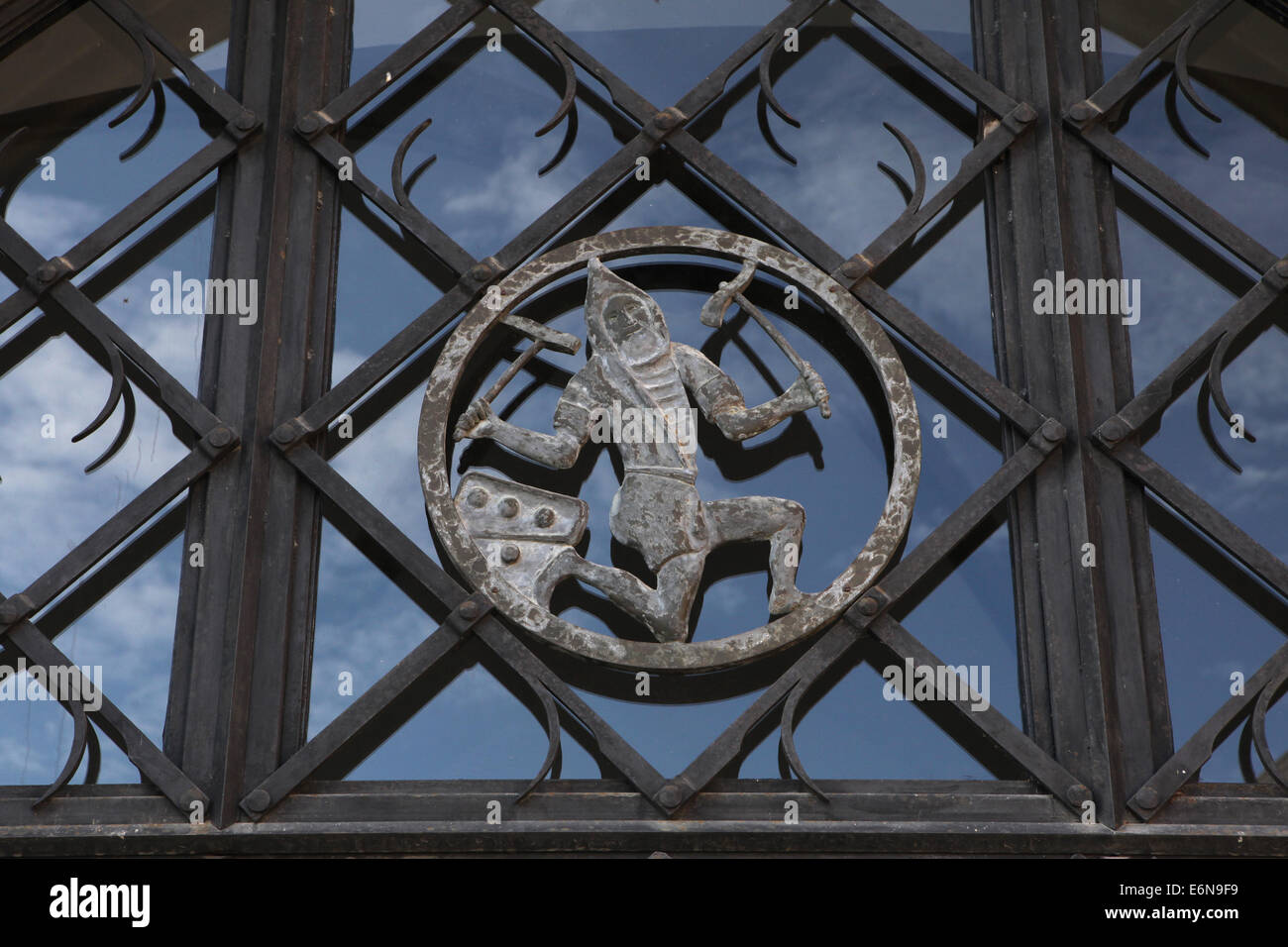 Medieval silver miner depicted above the entrance to the Czech Museum ...