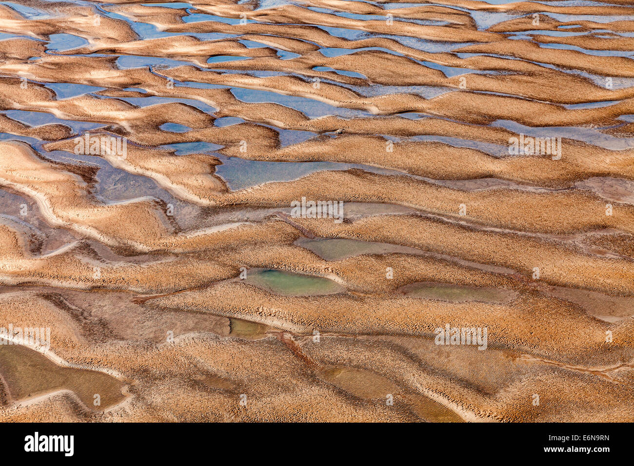 Aerial detail of the estuary of river Seine into the English Channel at ...