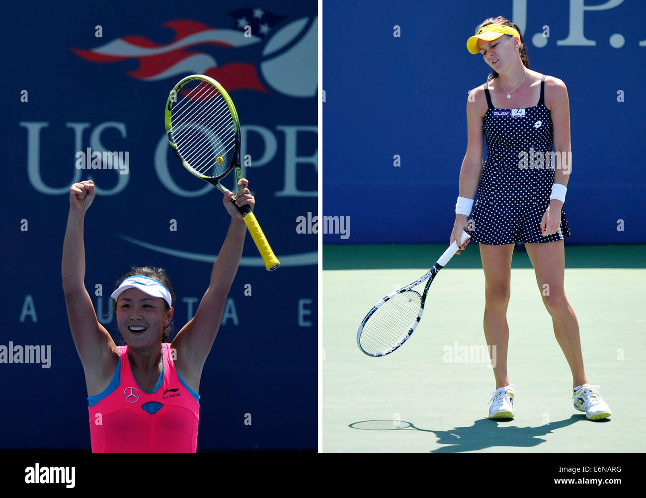 New York, USA. 27th Aug, 2014. The combo photo shows Peng Shuai (L) of ...