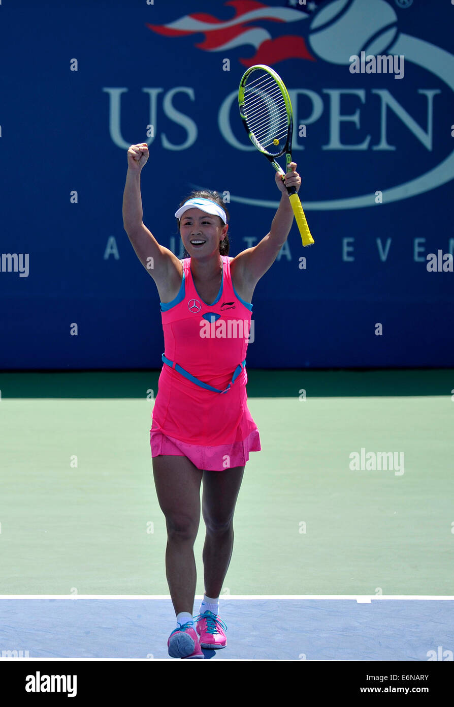 New York, USA. 27th Aug, 2014. Peng Shuai of China celebrates during ...