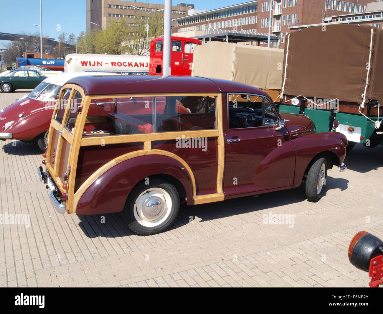 A 1968 Red Morris Minor Traveller, with Dutch license registration AL ...