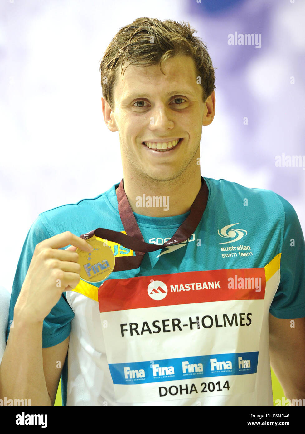 Doha, Qatar. 27th Aug, 2014. Australia's Thomas Fraser-Holmes poses ...