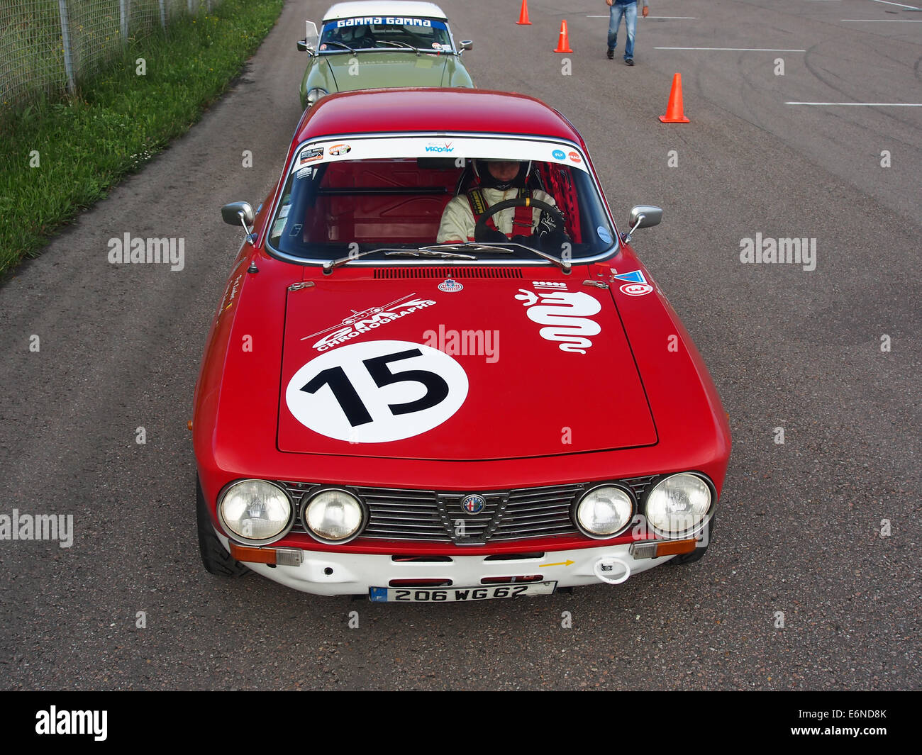 An Alfa Romeo racing car, number 15, competes at the Zandvoort circuit ...