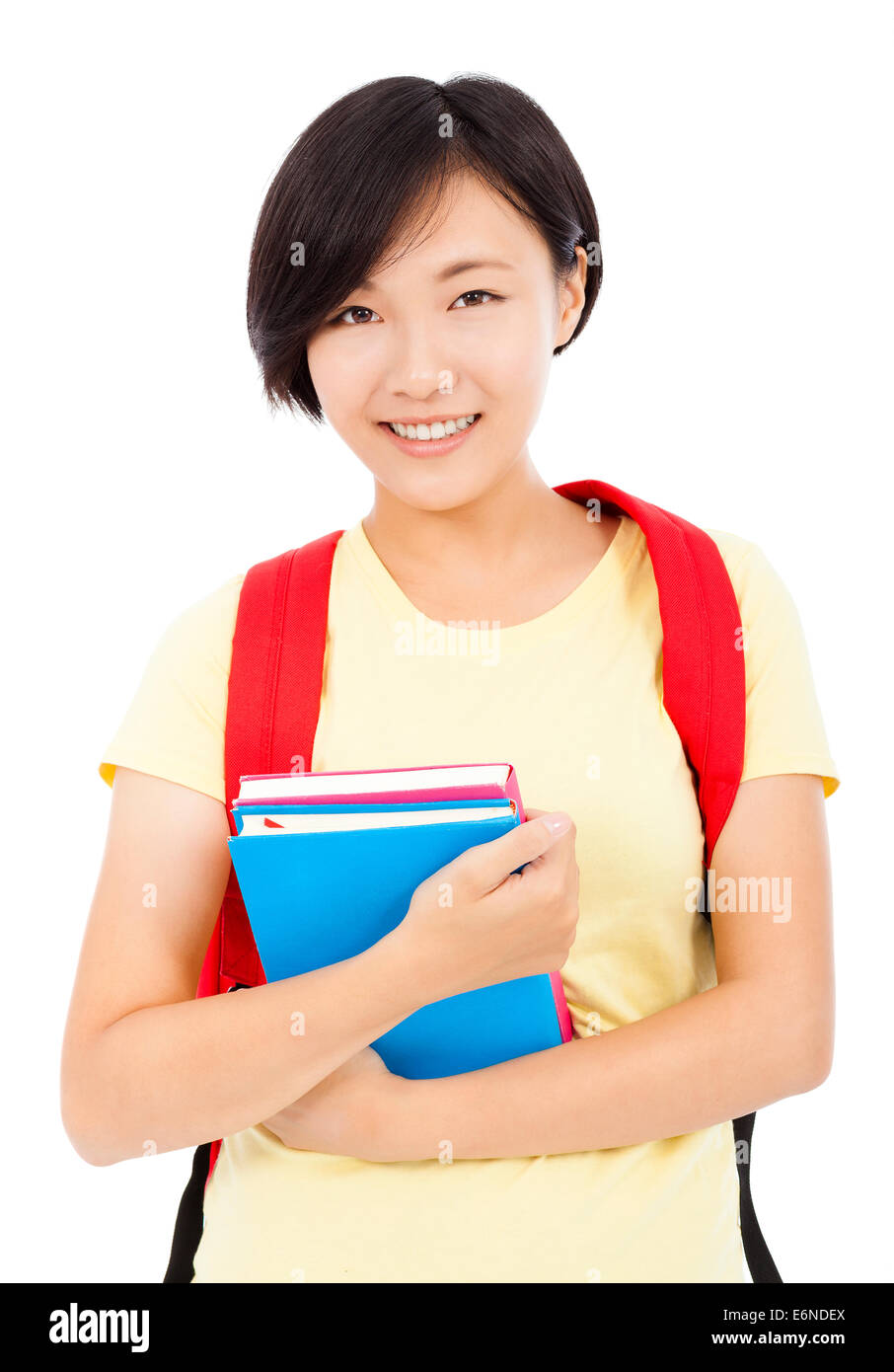 pretty student girl standing over white background Stock Photo - Alamy