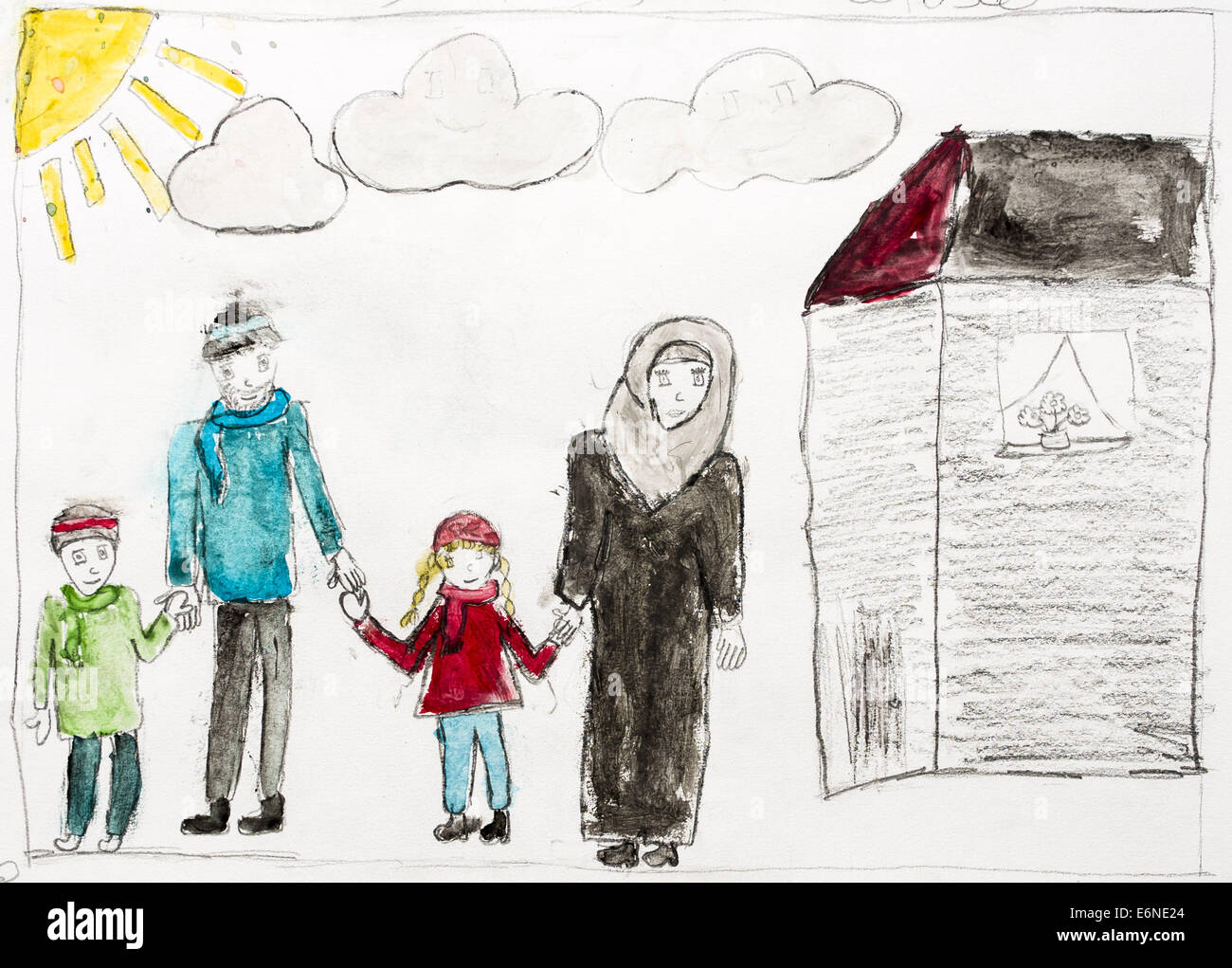 Refugee child drawing child hi-res stock photography and images - Alamy