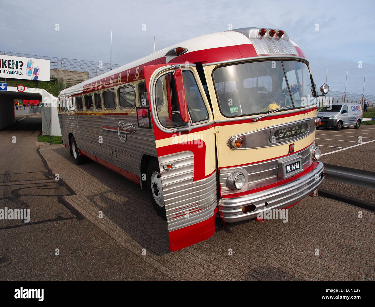 A 1952 GMC Silver Eagle (M3 CQ, PD4103) coach, a vintage bus used for ...