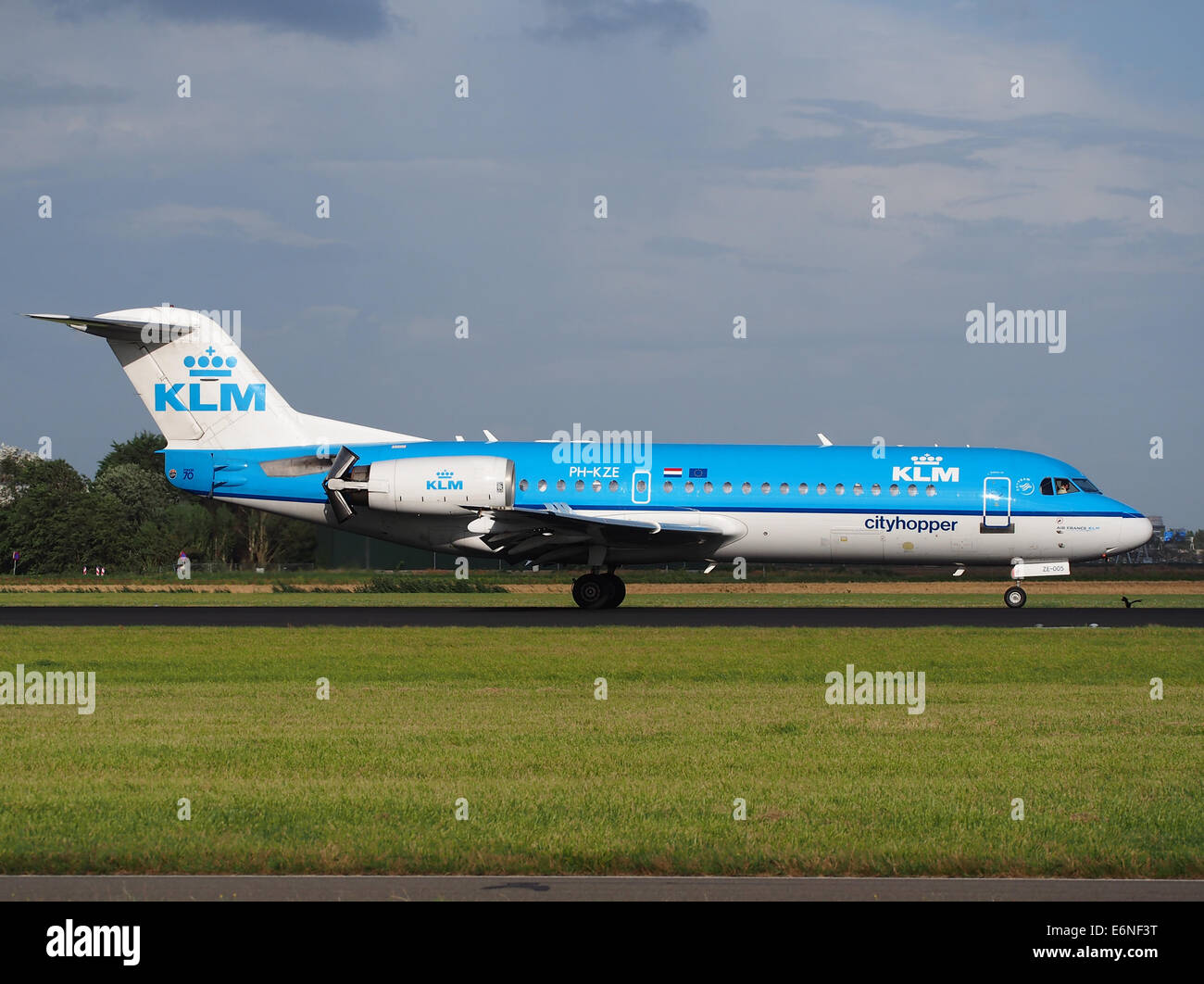 PH-KZE, a KLM Cityhopper Fokker F70 (cn 11576), is shown landing at ...