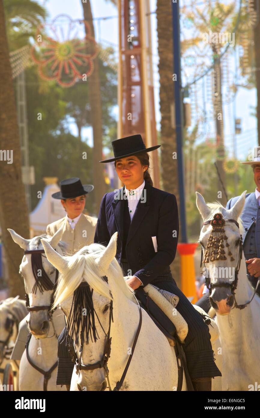 Spanish Horse Riders in Traditional Dress, Annual Horse Fair, Jerez de ...
