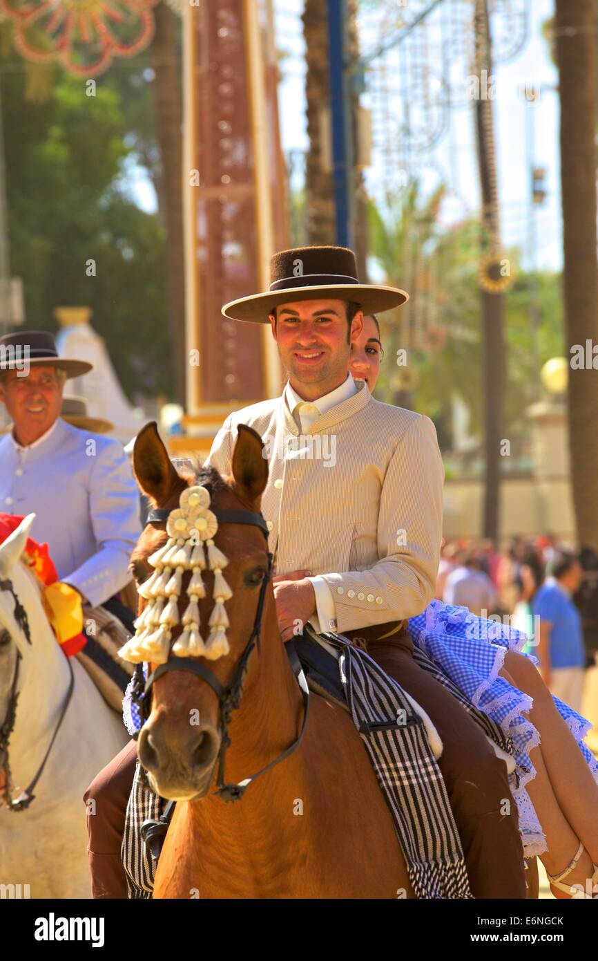 Spanish Horse Riders in Traditional Dress, Annual Horse Fair, Jerez de ...