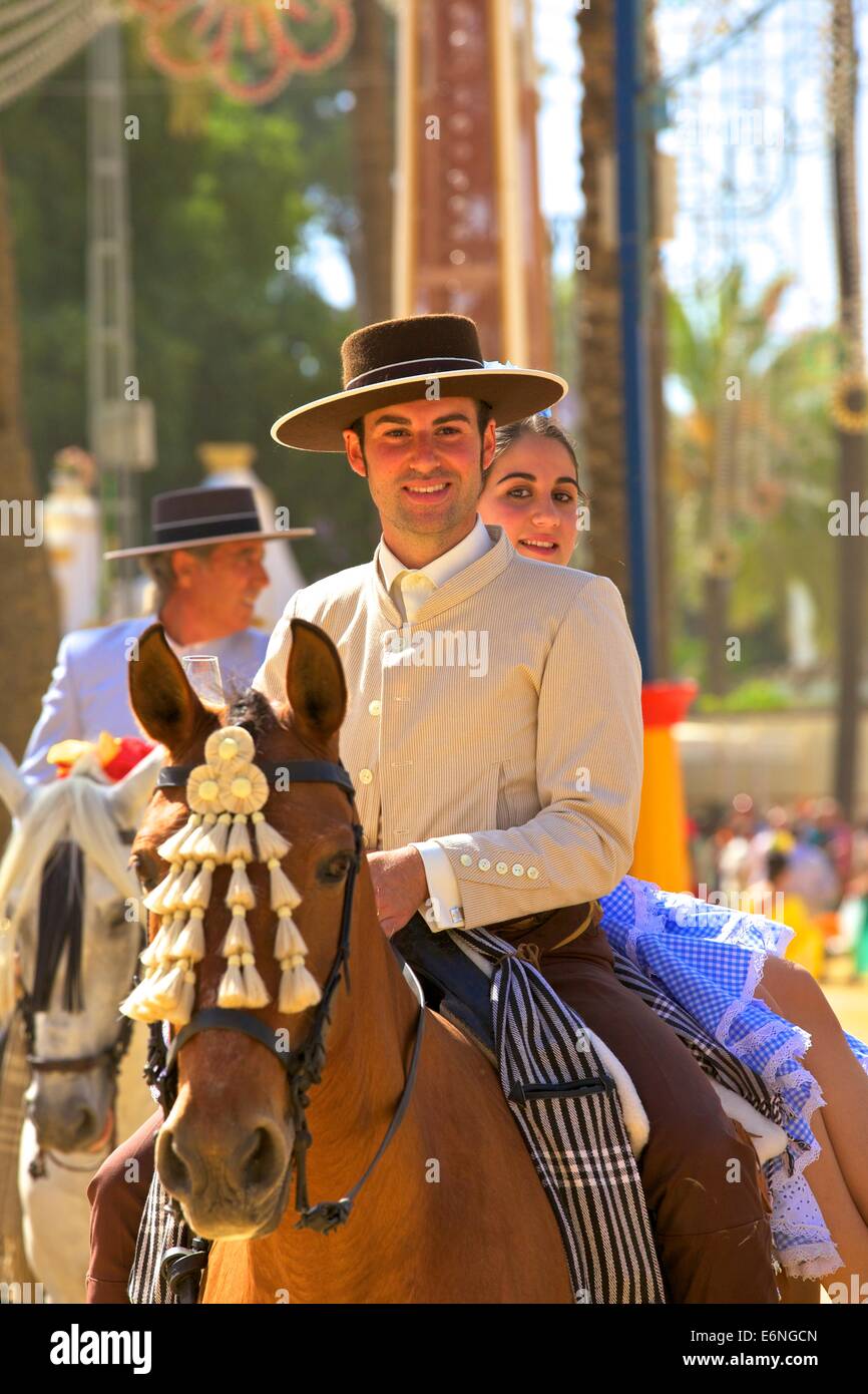 Spanish Horse Riders in Traditional Dress, Annual Horse Fair, Jerez de ...