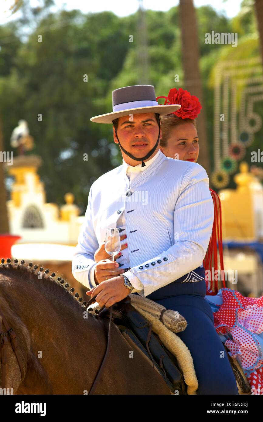Spanish Horse Riders in Traditional Dress, Annual Horse Fair, Jerez de ...