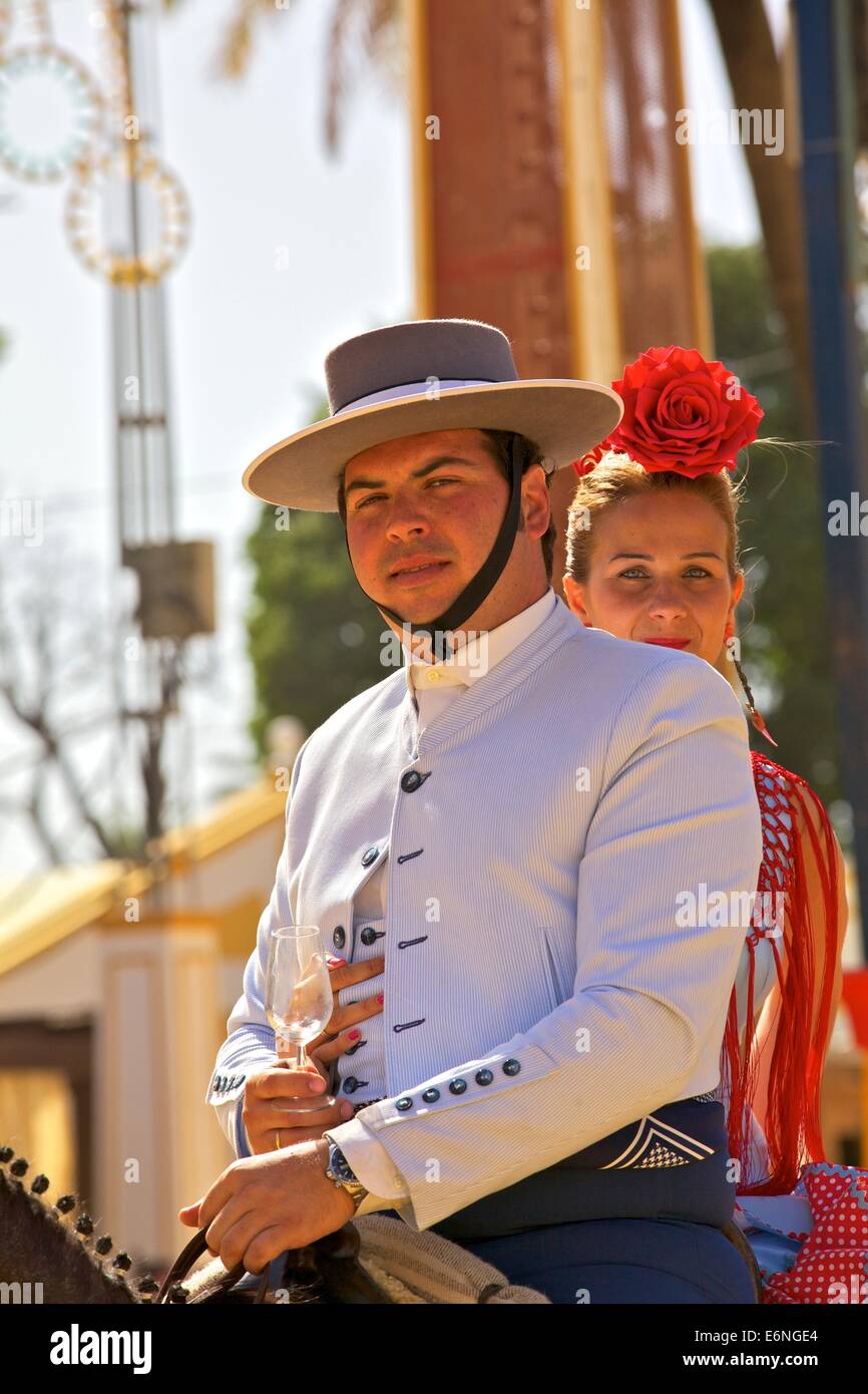 Spanish Horse Riders in Traditional Dress, Annual Horse Fair, Jerez de ...