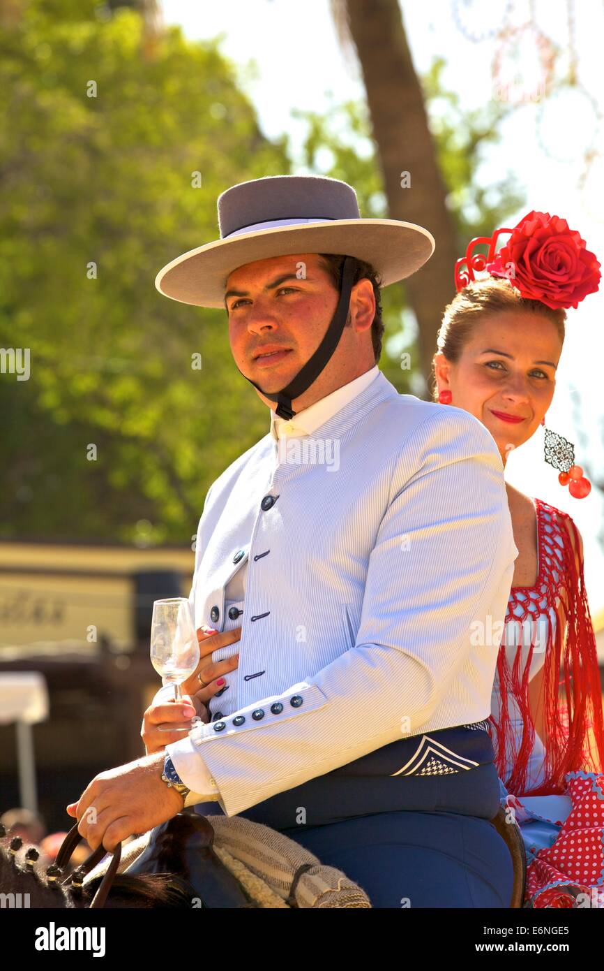 Spanish Horse Riders in Traditional Dress, Annual Horse Fair, Jerez de ...