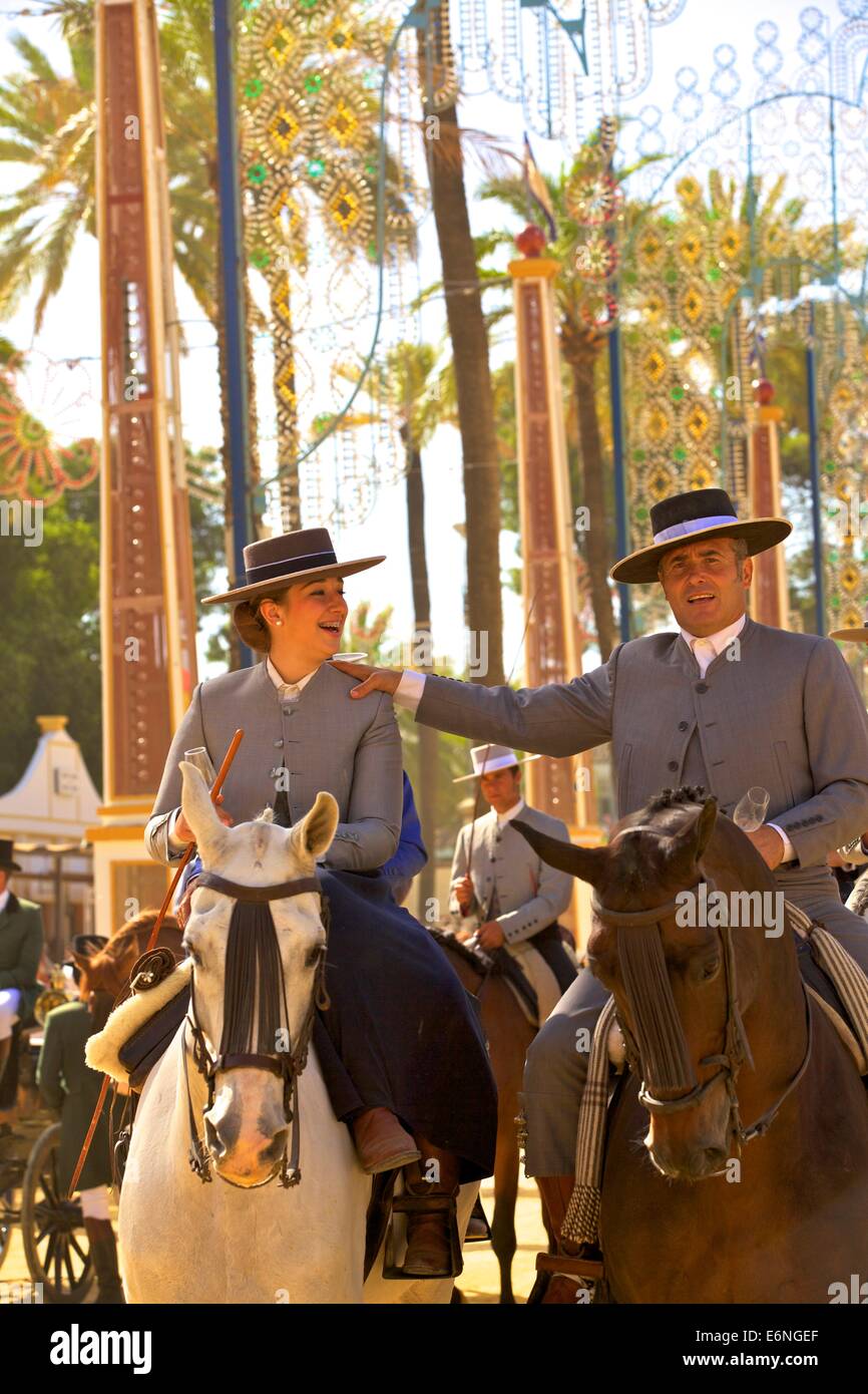 Spanish Horse Riders in Traditional Dress, Annual Horse Fair, Jerez de ...