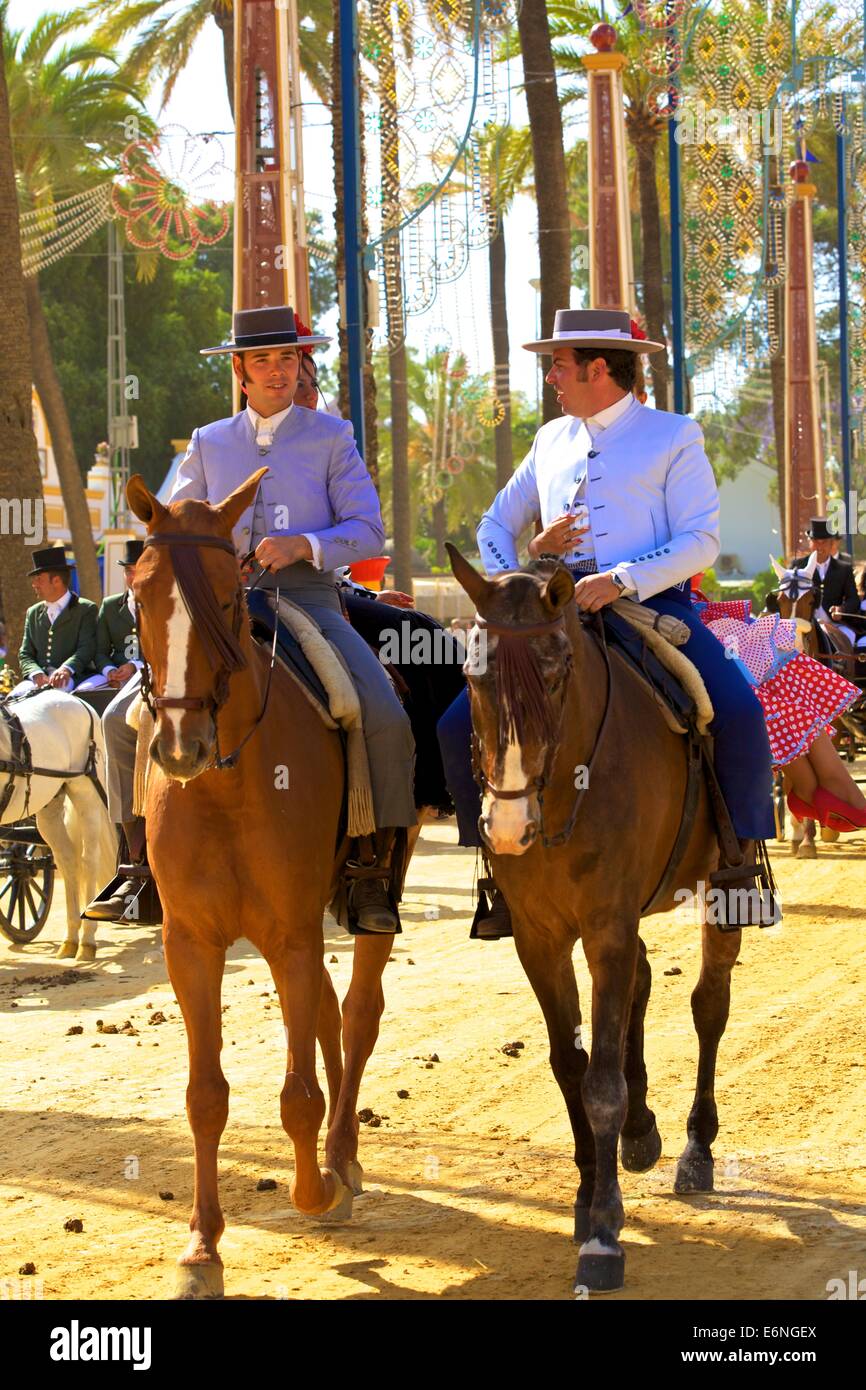 Spanish Horse Riders in Traditional Dress, Annual Horse Fair, Jerez de ...