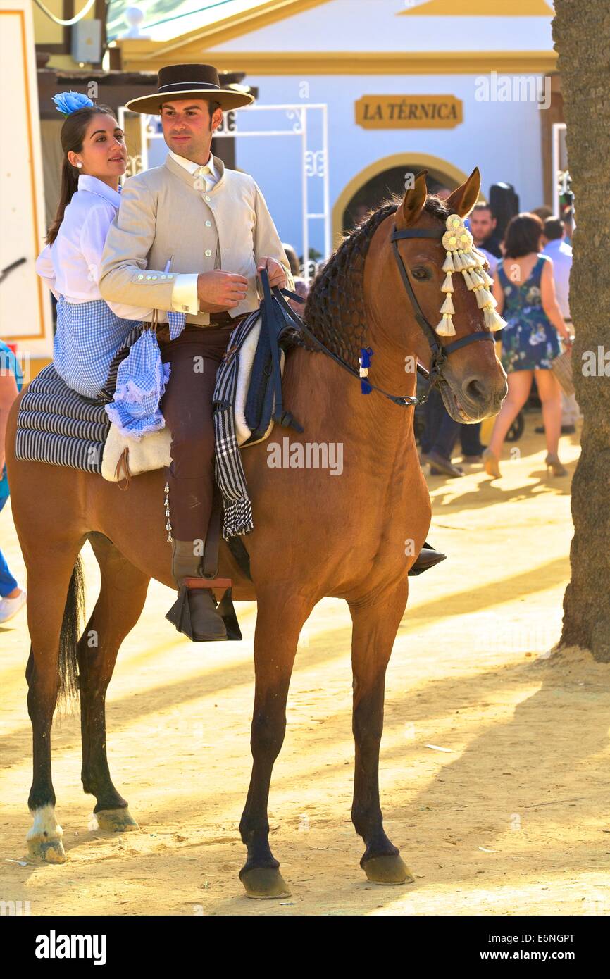 Spanish Horse Riders in Traditional Dress, Annual Horse Fair, Jerez de ...