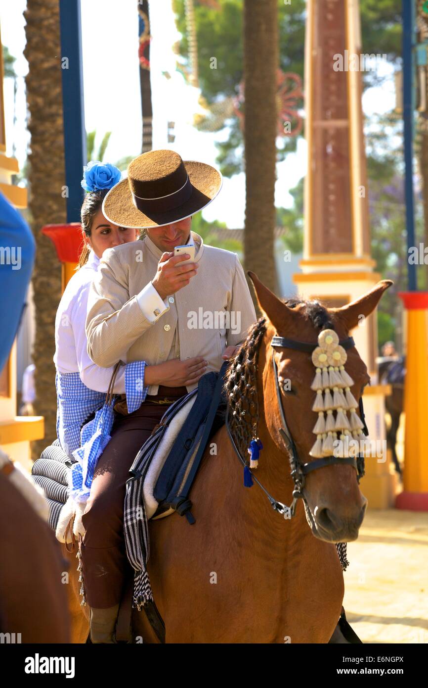 Spanish Horse Riders in Traditional Dress, Annual Horse Fair, Jerez de ...