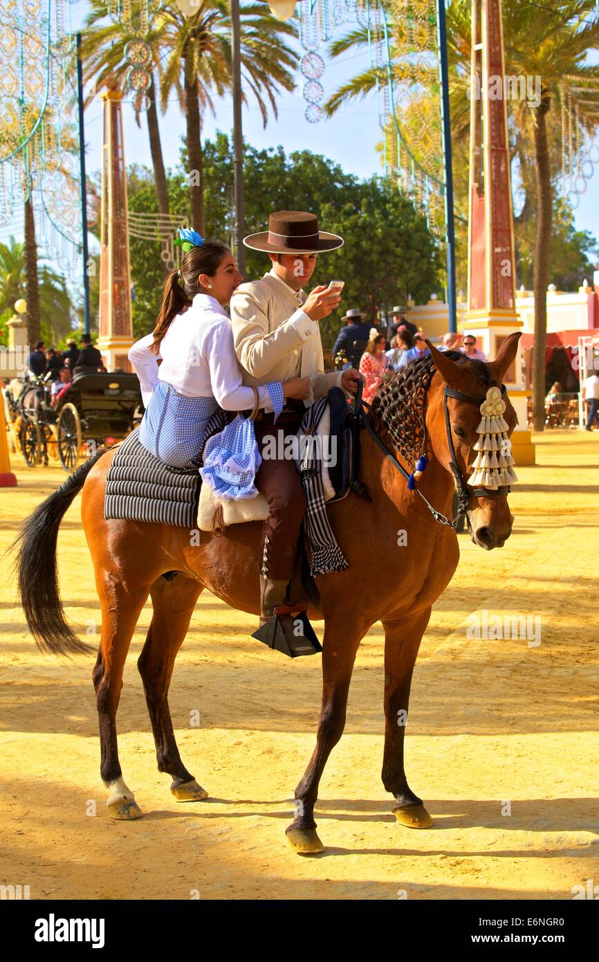 Spanish Horse Riders in Traditional Dress, Annual Horse Fair, Jerez de ...