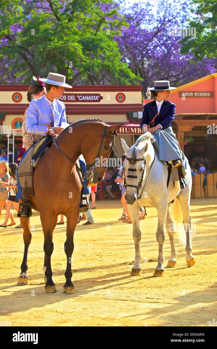 Spanish Horse Riders in Traditional Dress, Annual Horse Fair, Jerez de ...