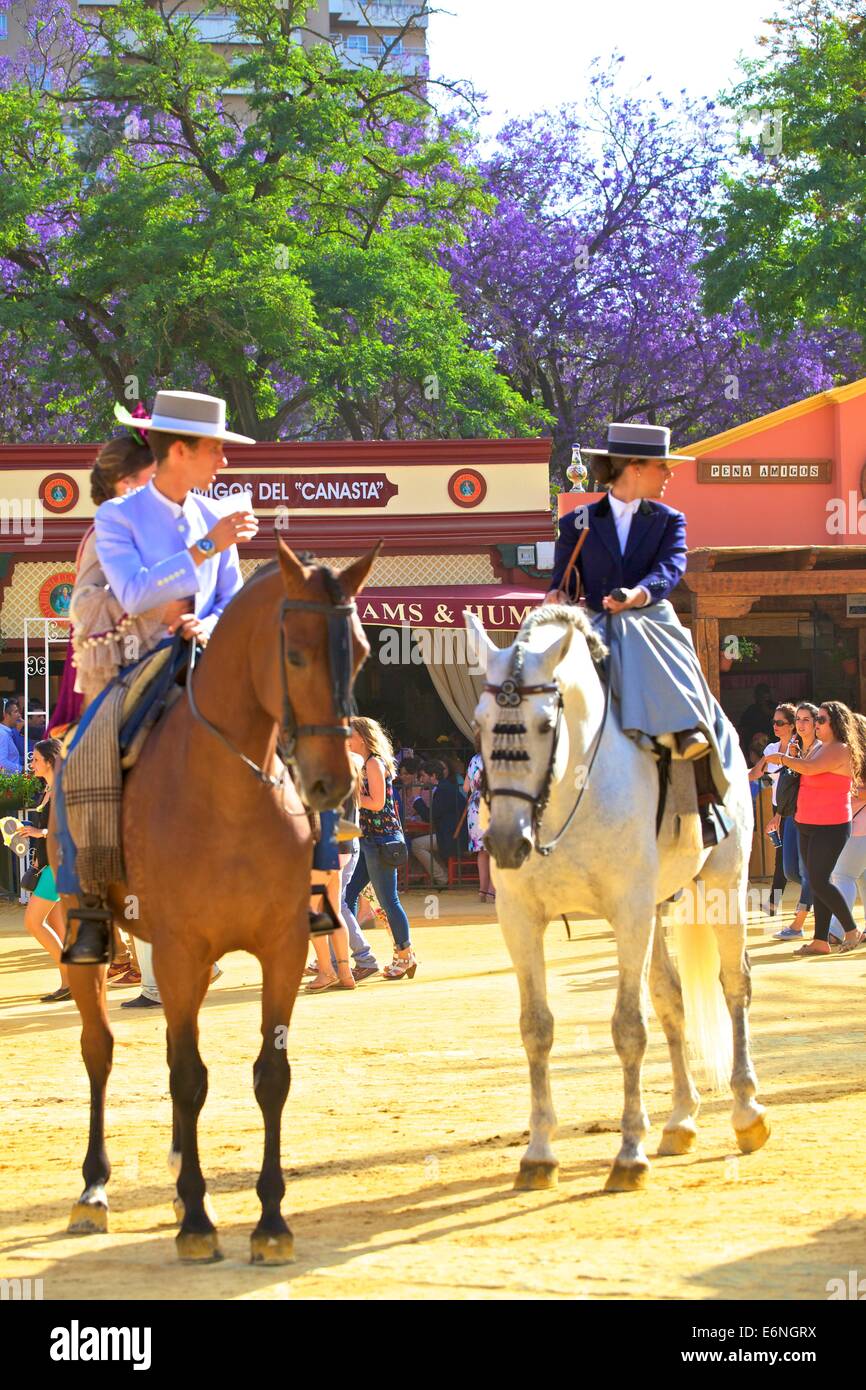 Spanish Horse Riders in Traditional Dress, Annual Horse Fair, Jerez de ...