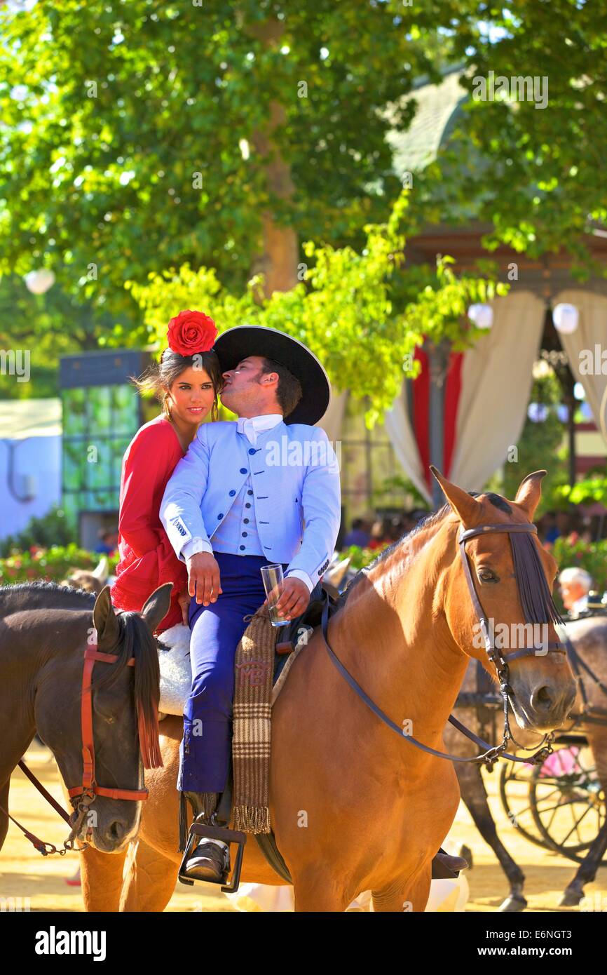 Spanish Horse Riders in Traditional Dress, Annual Horse Fair, Jerez de ...