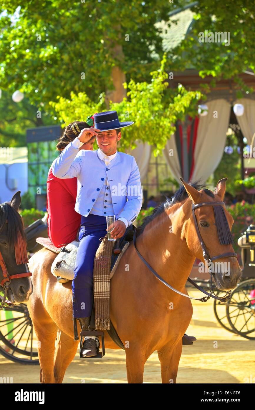 Spanish Horse Riders in Traditional Dress, Annual Horse Fair, Jerez de ...
