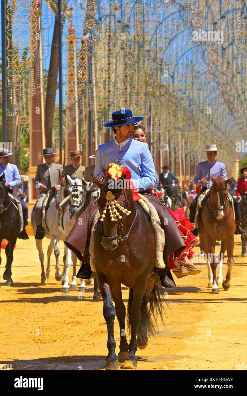 Spanish Horse Riders in Traditional Dress, Annual Horse Fair, Jerez de ...