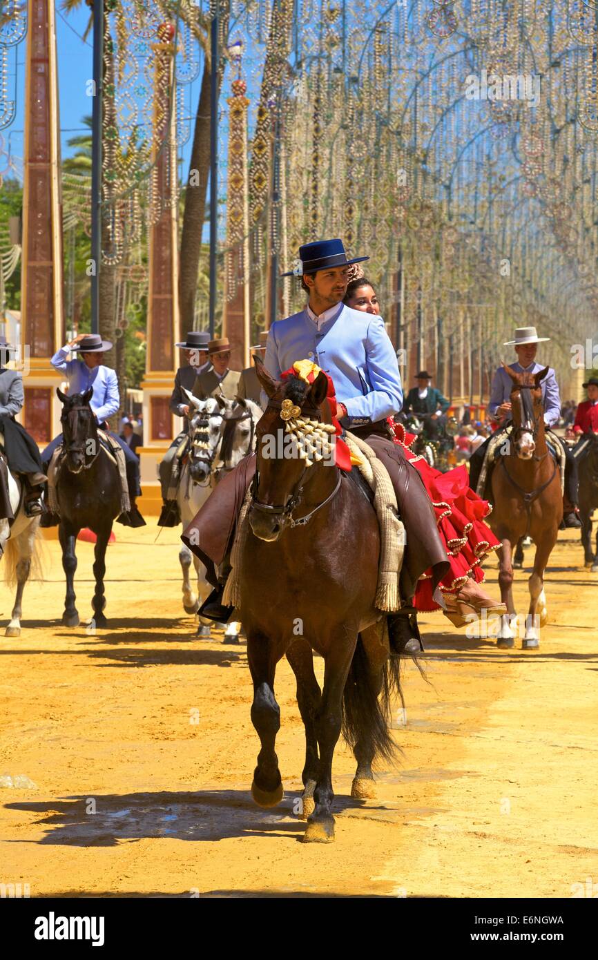 Spanish Horse Riders in Traditional Dress, Annual Horse Fair, Jerez de ...