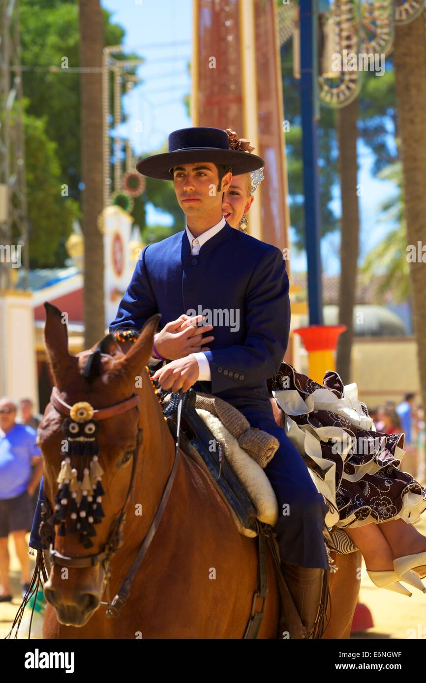 Spanish Horse Riders in Traditional Dress, Annual Horse Fair, Jerez de ...