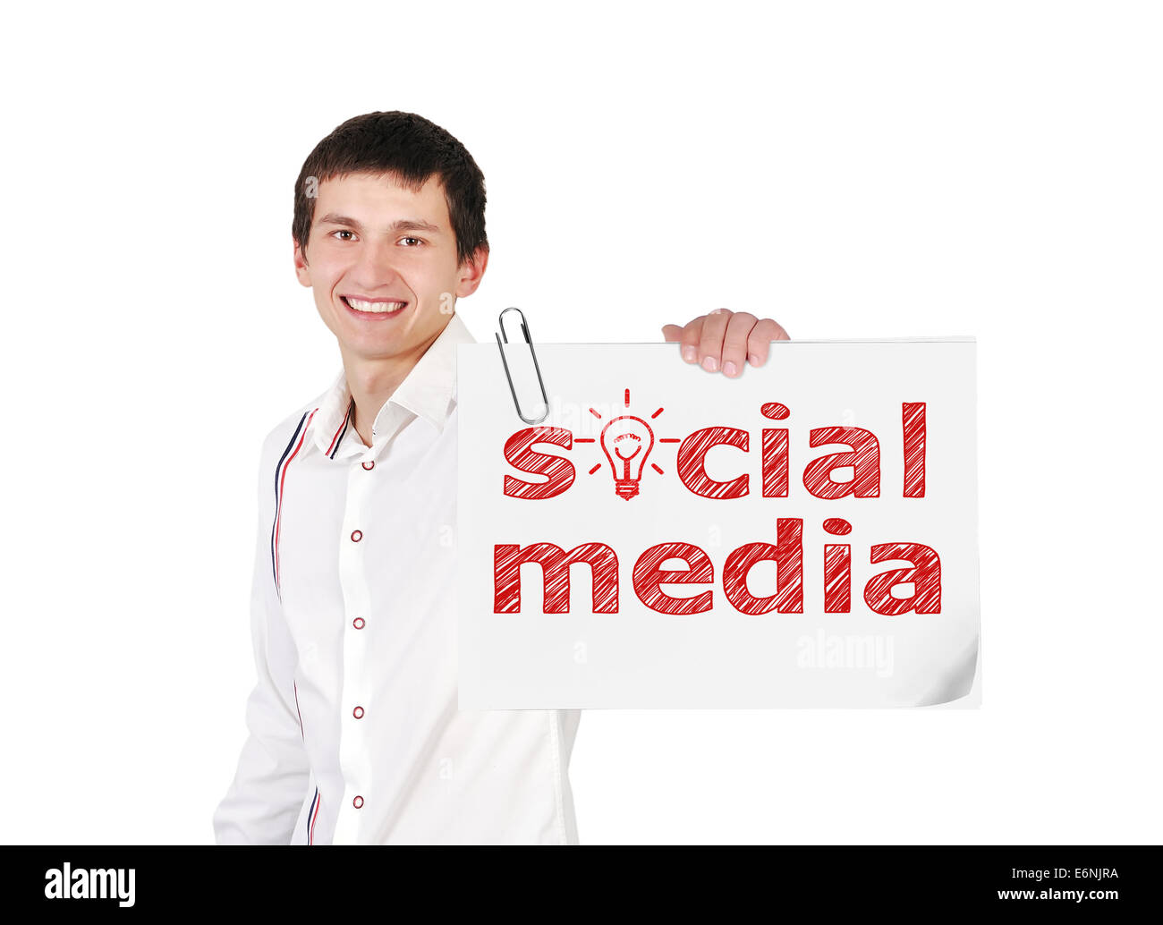 boy holding poster with social media Stock Photo - Alamy