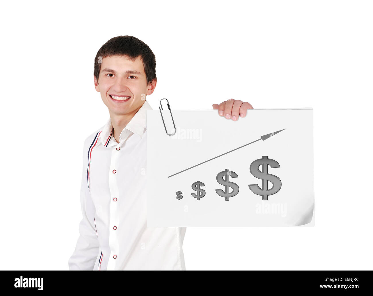 guy holding poster with chart Stock Photo - Alamy