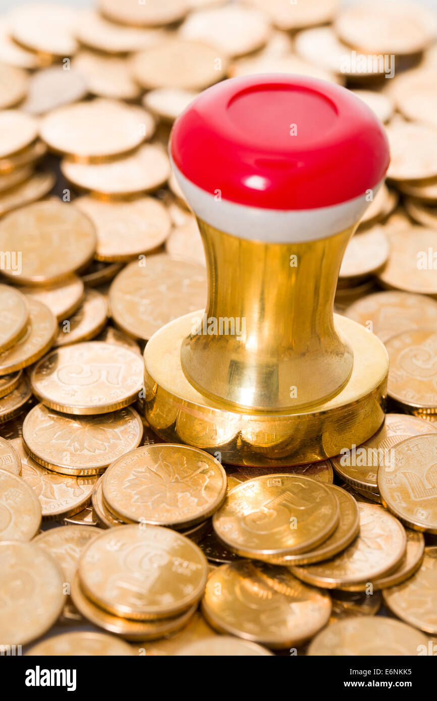 Seal stamper and coins Stock Photo - Alamy