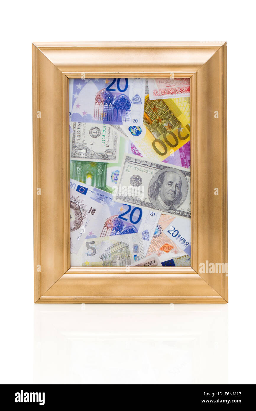 Frame with paper currency Stock Photo - Alamy