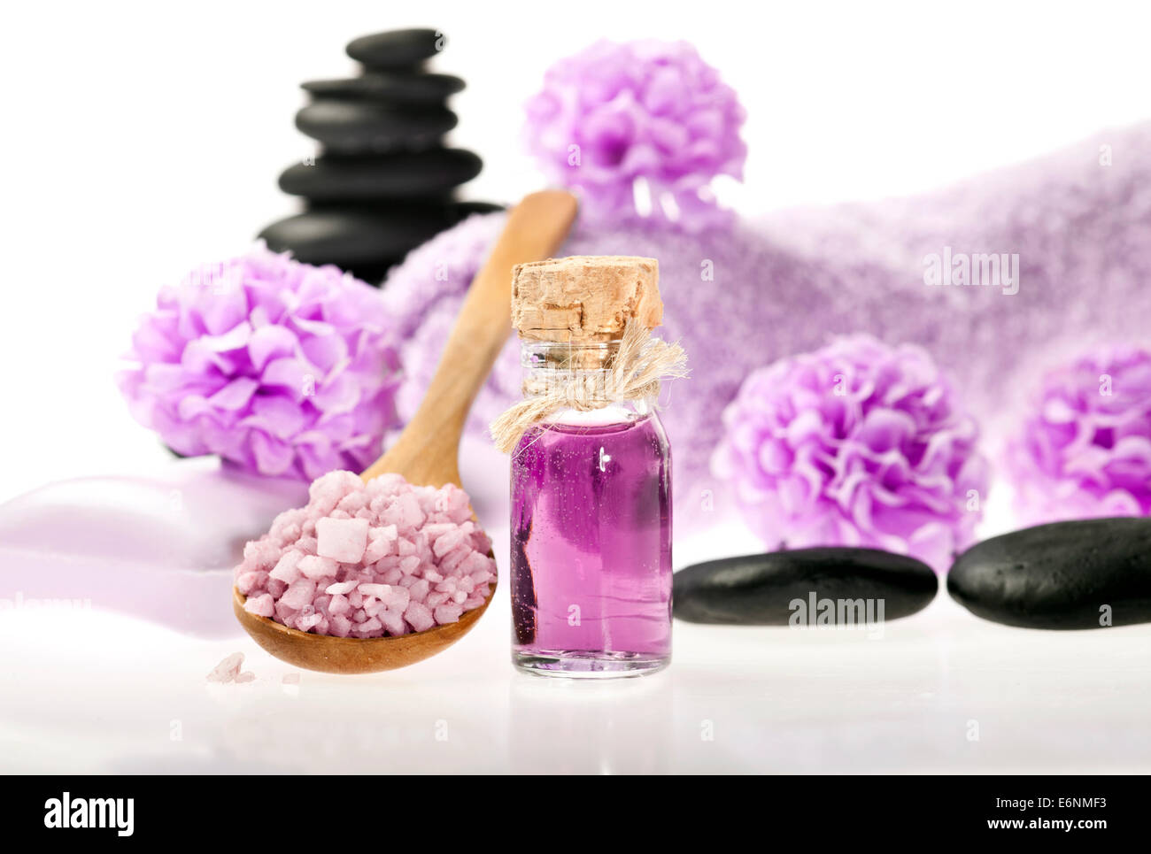 Spa background in the range of violet, brown and black Stock Photo - Alamy