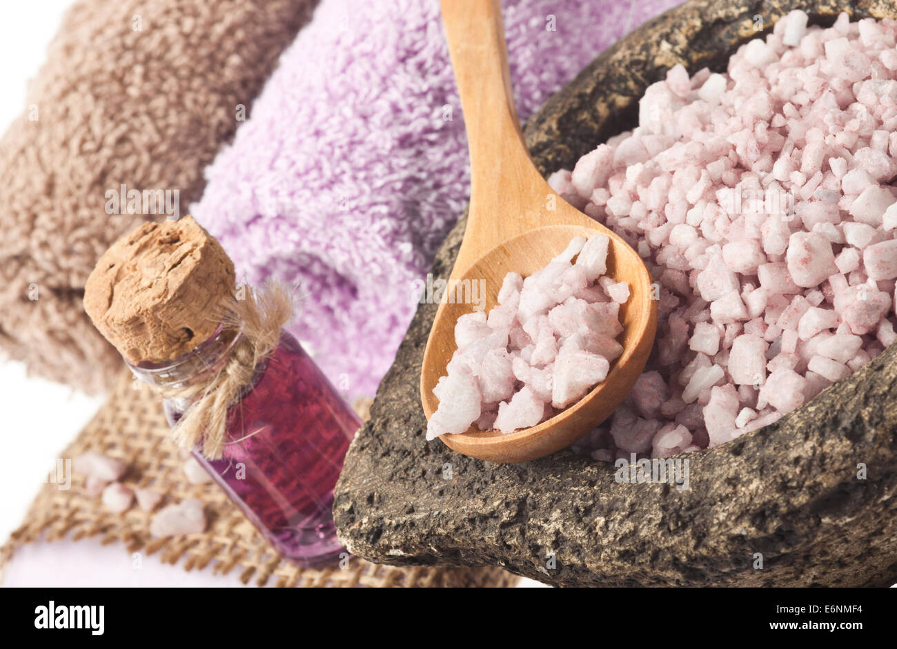 Spa background in the range of violet and brown Stock Photo - Alamy