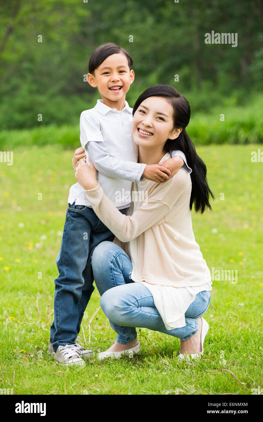 Portrait of happy mother and son Stock Photo - Alamy