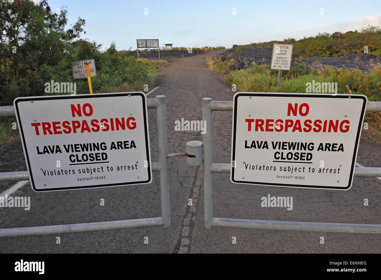 Warning sign for the volcano at Hawaii Volcanoes National Park, near ...