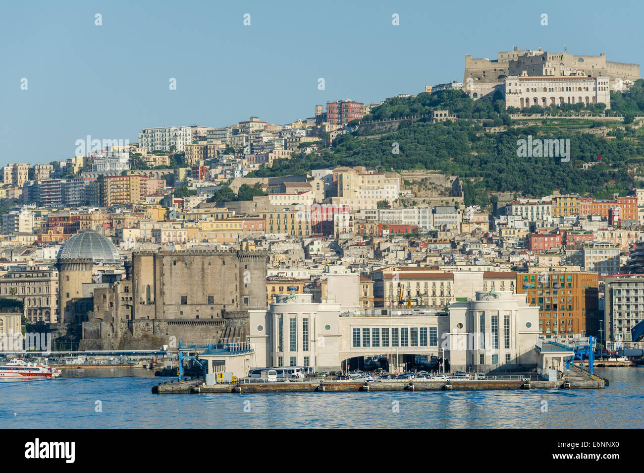 The main harbour and docks for ferries and cruise ships at Naples in ...