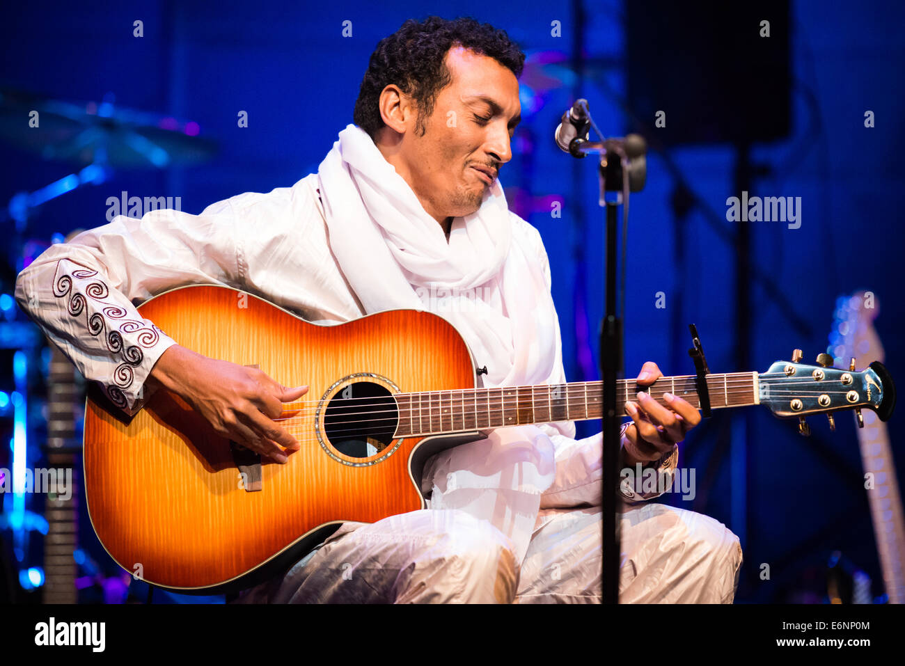 The Tuareg singer-songwriter and guitarist Bombino (Omara Moctar) at ...