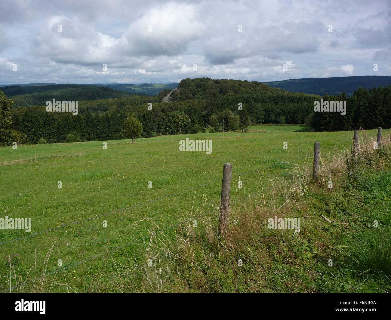 Schafstein mountain in the Rhoen mountain area in Hesse, Germany ...