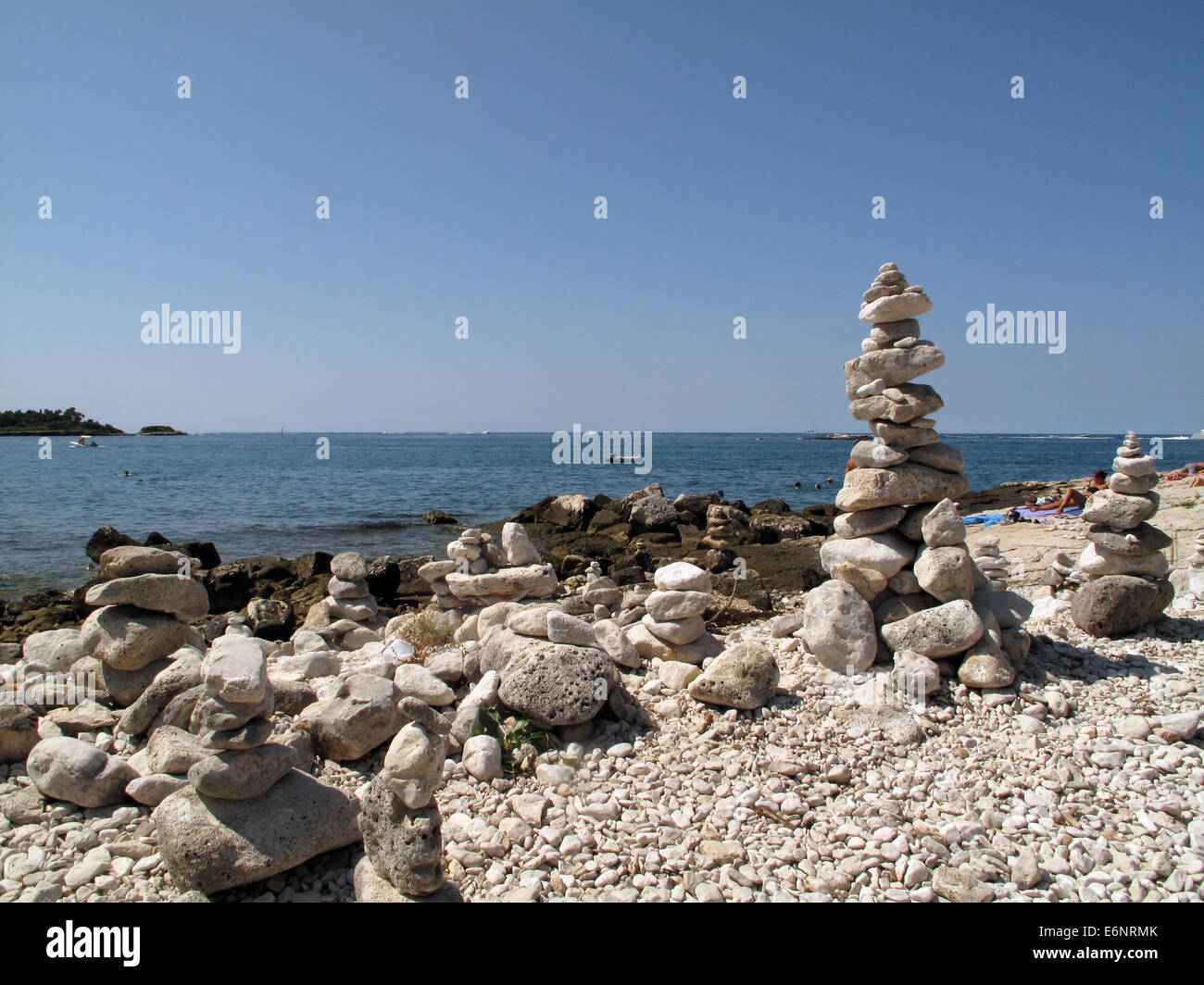 stone sculptures on Istrian beach in Croatia Stock Photo - Alamy