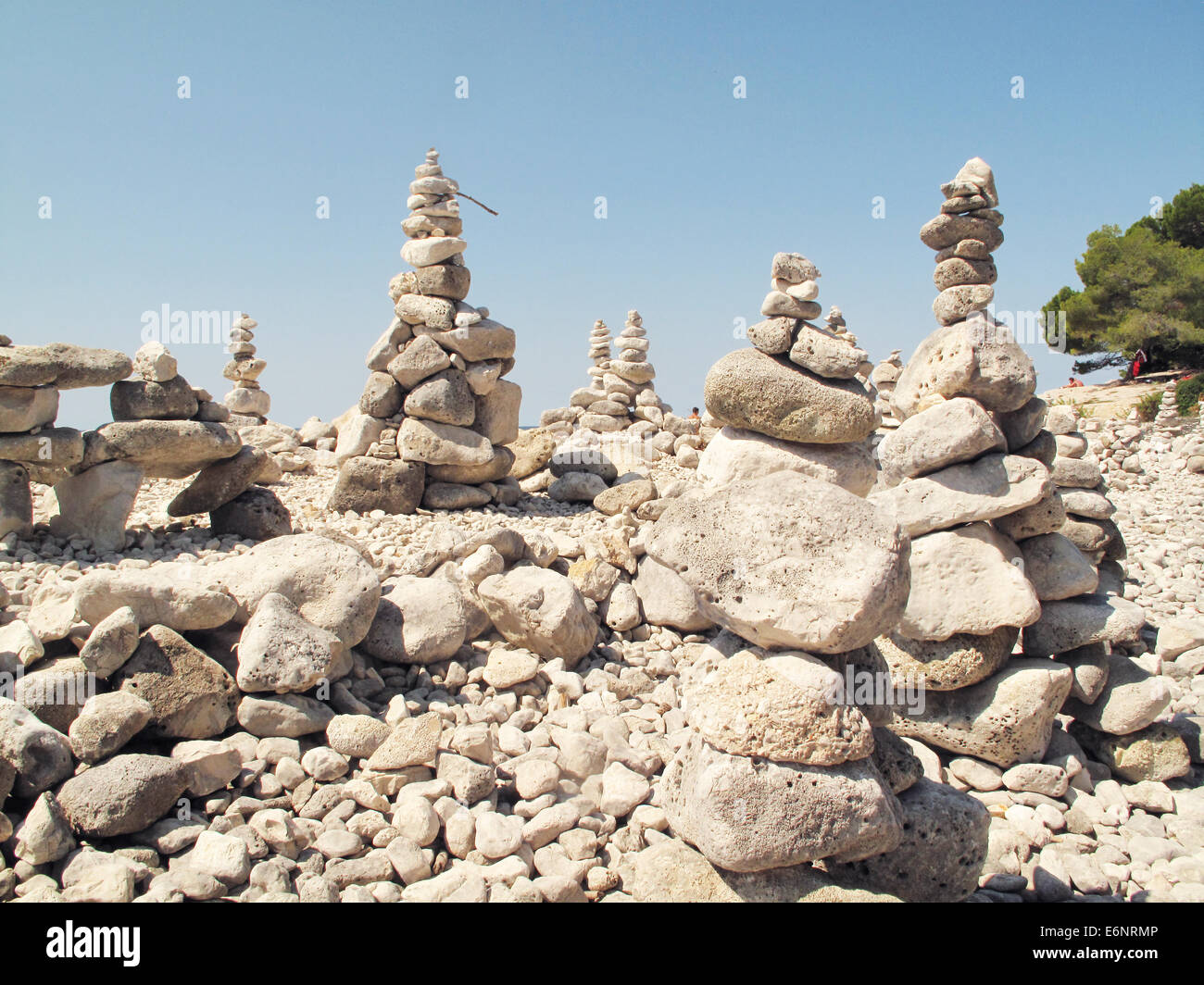 stone sculptures on Istrian beach in Croatia Stock Photo - Alamy