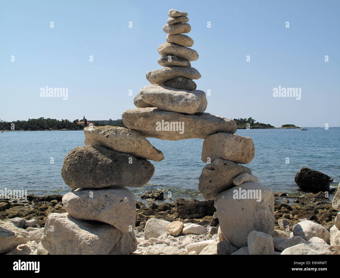 stone sculptures on Istrian beach in Croatia Stock Photo - Alamy