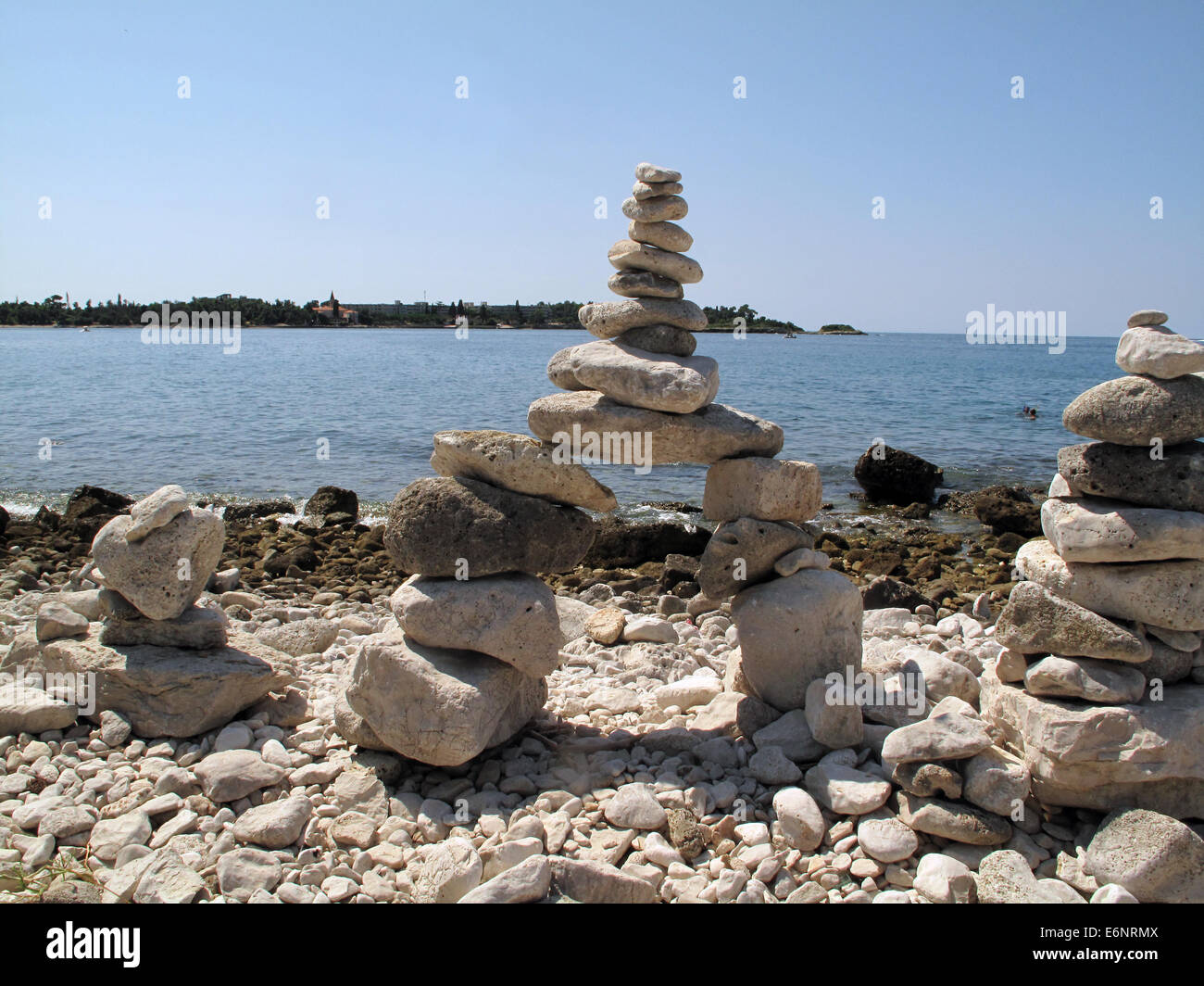 stone sculptures on Istrian beach in Croatia Stock Photo - Alamy
